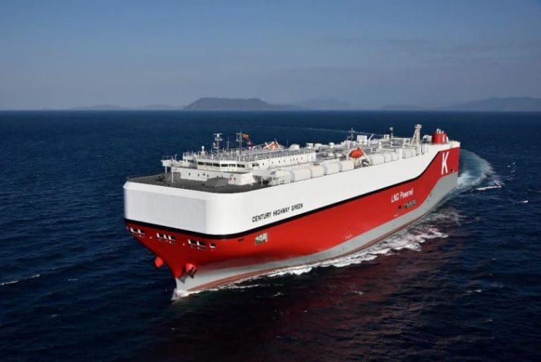Japan's first LNG bunkering ship fuels K Line's newbuild car carrier ...