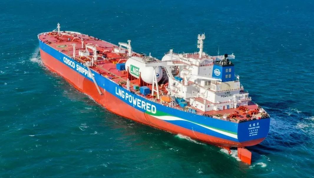 COSCO says world's first LNG-powered VLCC completes maiden delivery ...